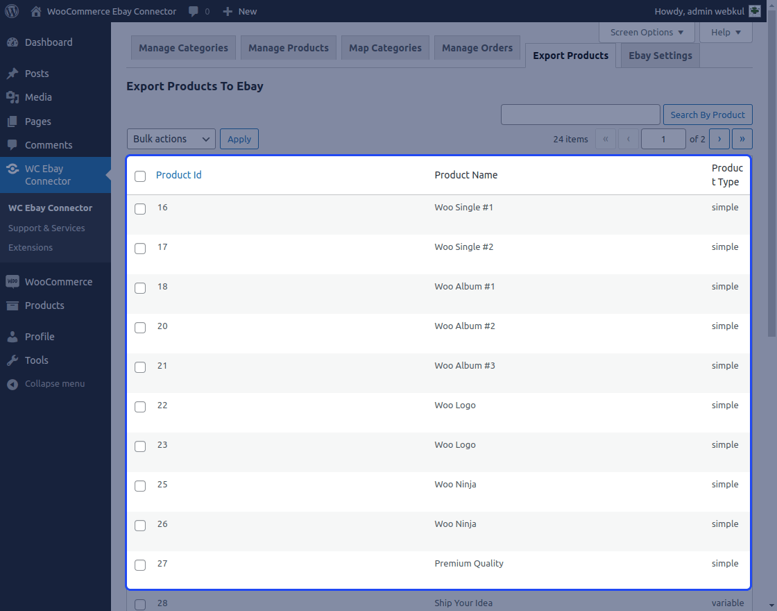 Wordpress Woocommerce Ebay Connector Plugin By Webkul Codecanyon